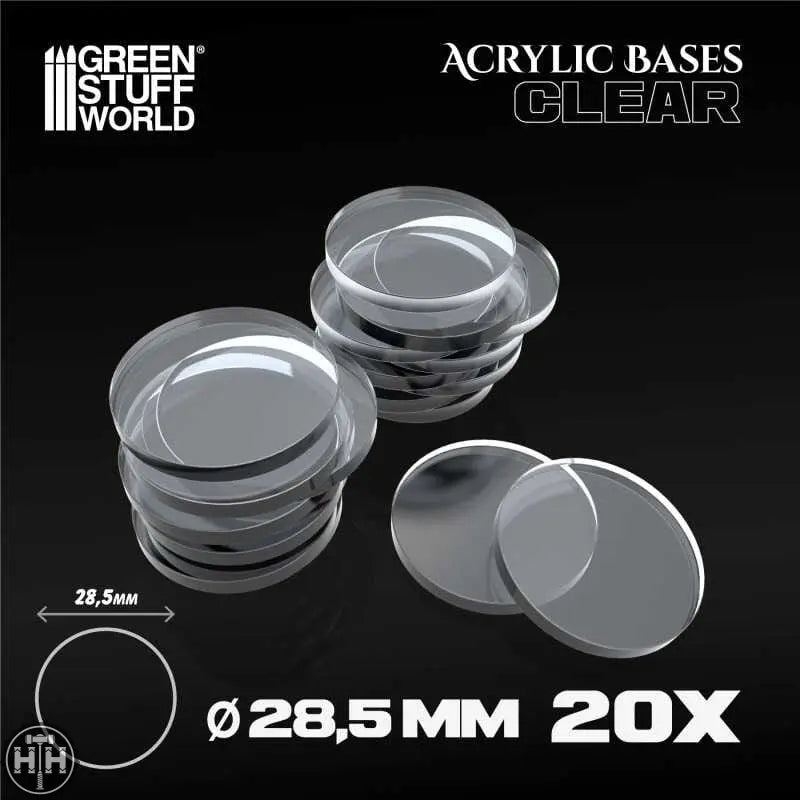 HammerHouse | GSW Acrylic Round Base 28.5mm - CLEAR (pack x20) by Green ...