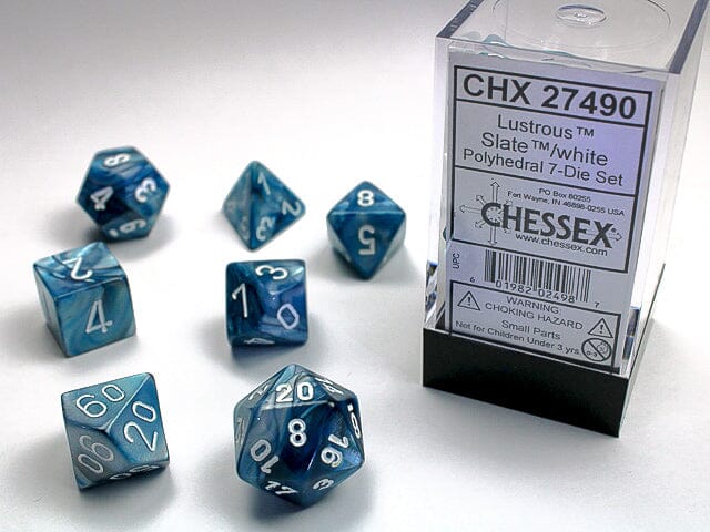 HammerHouse | CHX-27490 Chessex Lustrous Polyhedral Slate/white 7-Die ...