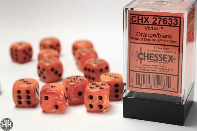 HammerHouse | CHX-27633 Chessex Vortex 16mm d6 Orange/black Dice Block ...